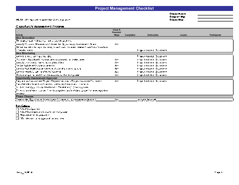 Project Management Five Stages Checklist Template Excel XLS