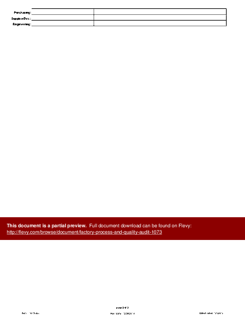 Factory Process and Quality Audit Template Excel XLS