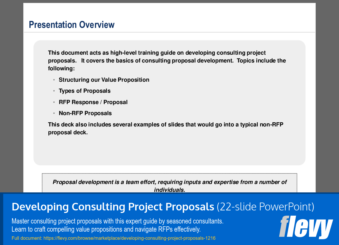 Developing Consulting Project Proposals PPT