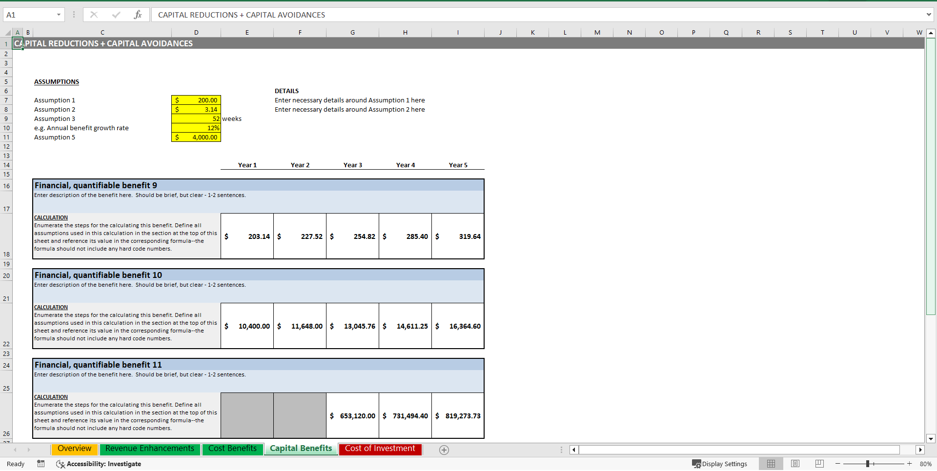 Business Case Template Excel XLS
