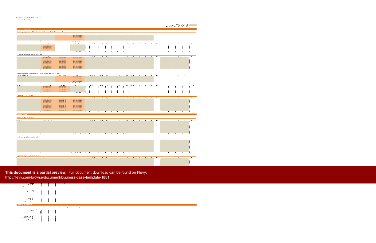 Business Case Template Excel XLS
