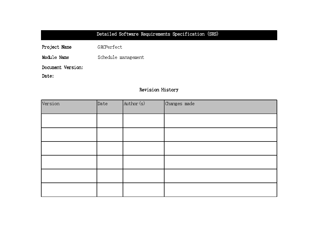 Requirement Specification Srs Document Example Free Online Document