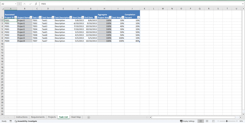 Project Management Workbook Template Excel XLS