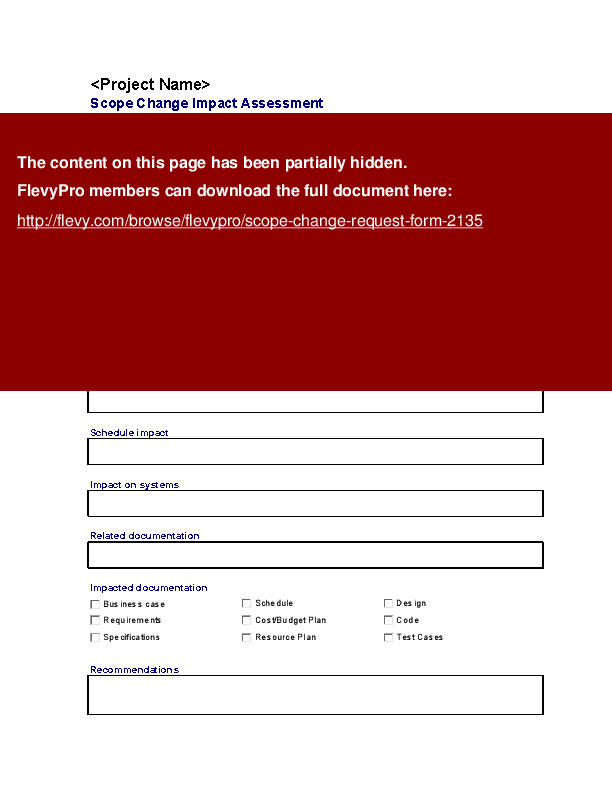 Scope Change Re Form Excel Workbook XLS FlevyPro Document 