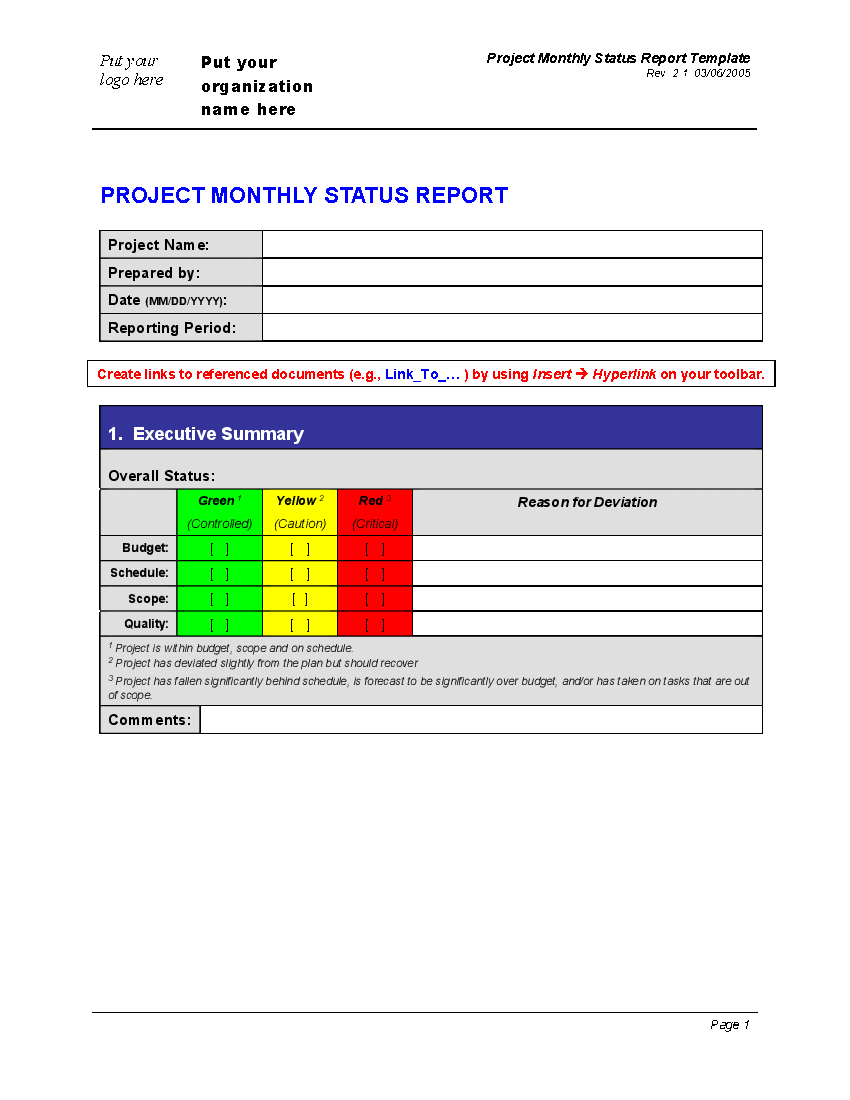 Monthly Progress Report Template Word PDF Template