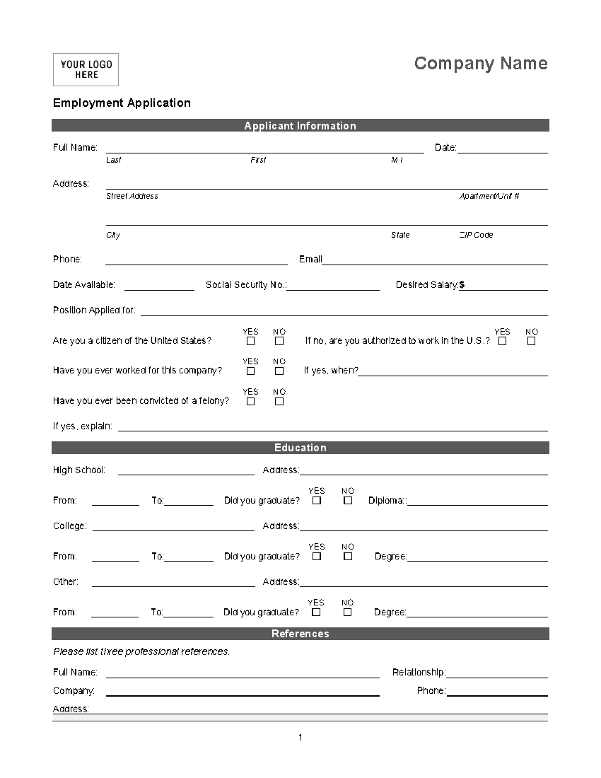 Job Application Template Word Document – Freetheibo.com Job Application Template Word Document – Freetheibo.com