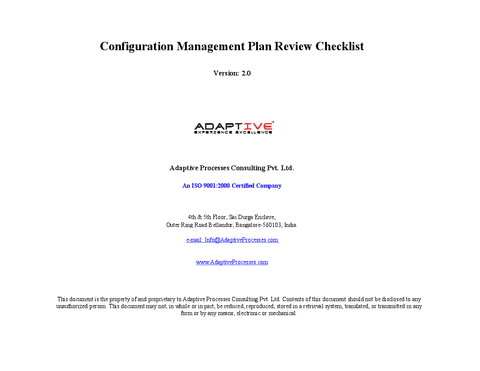 Configuration Management Plan Review Checklist Template Excel XLS