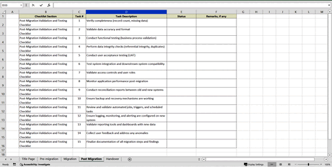 Data Migration Checklist Template Excel XLS