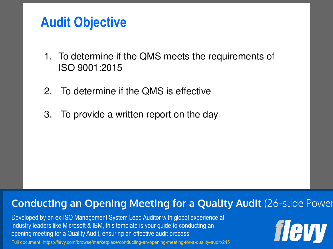 Conducting an Opening Meeting for a Quality Audit PPT