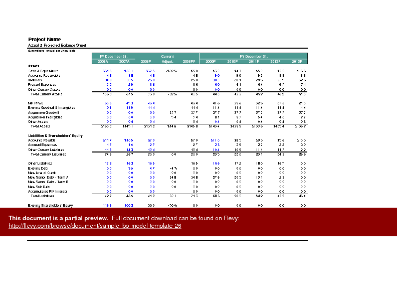 Leverage Buyout Model Template Excel XLS