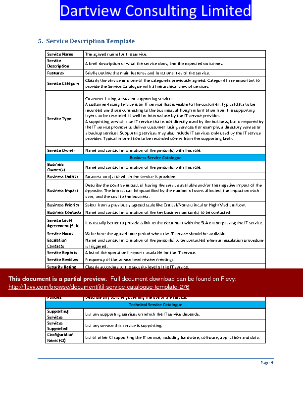 Service Catalog Template