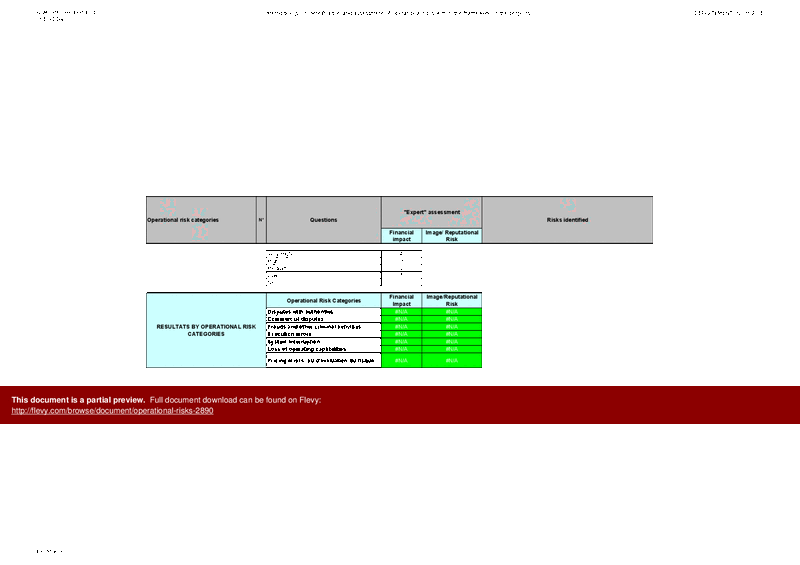 Operational Risks Workbook Template Excel XLS