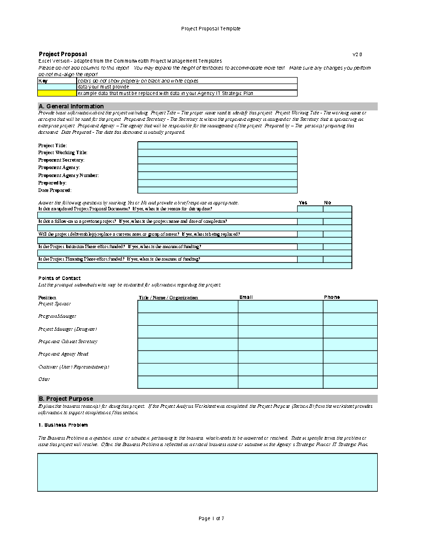 Project Proposal Template Excel Workbook XLS Flevy