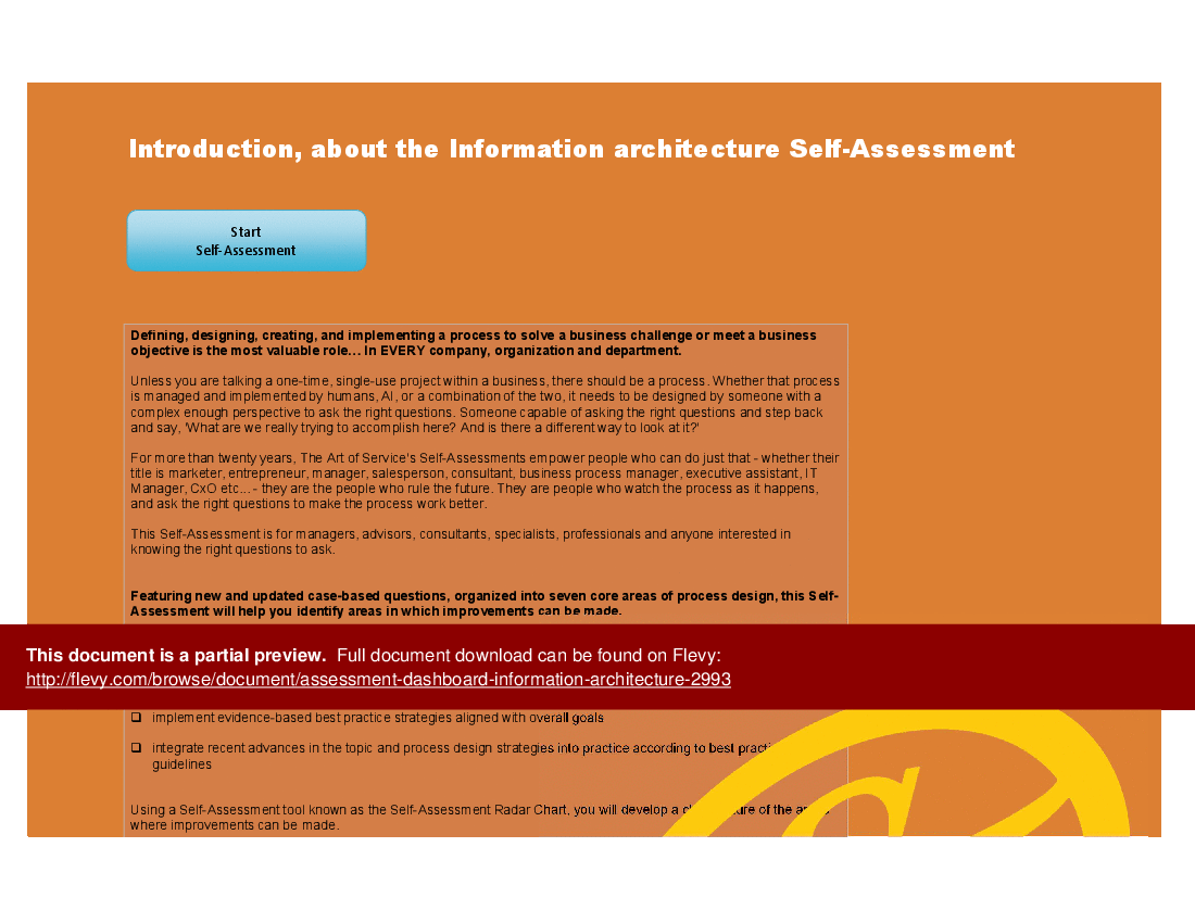 Assessment Dashboard - Information Architecture Template Excel XLS