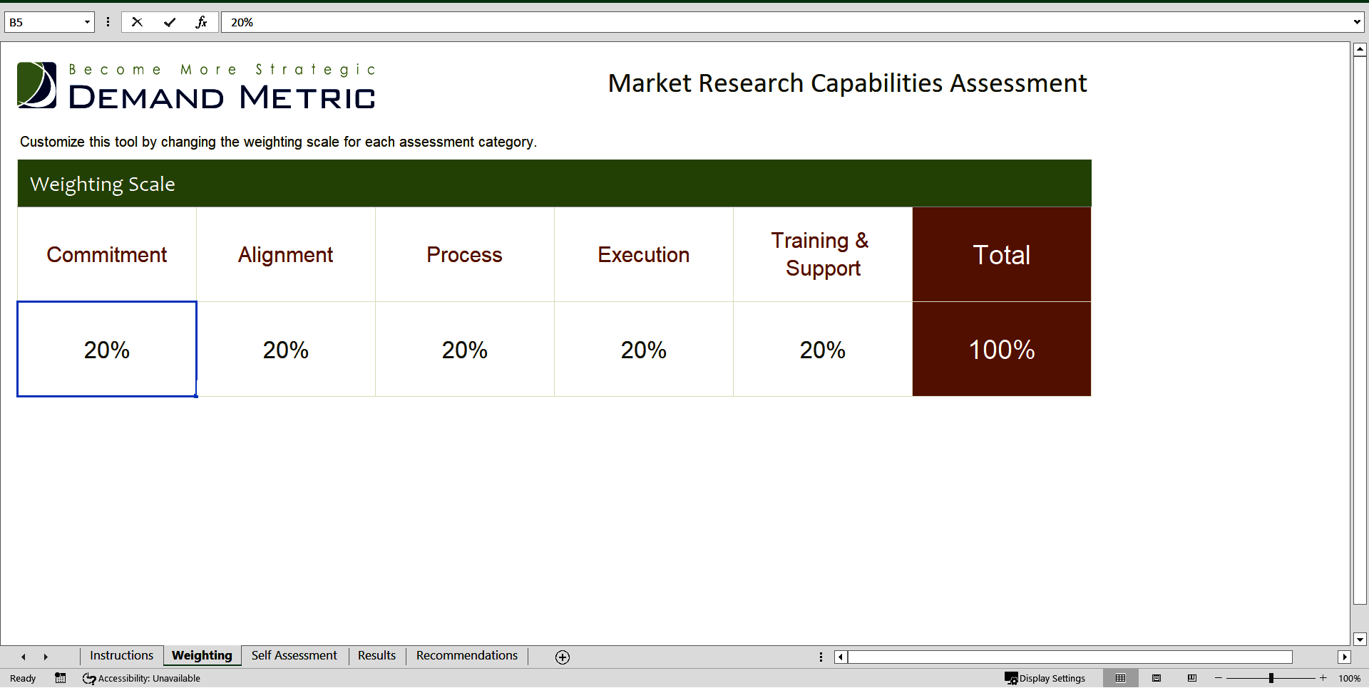 Market Research Capabilities Assessment Template Excel XLS