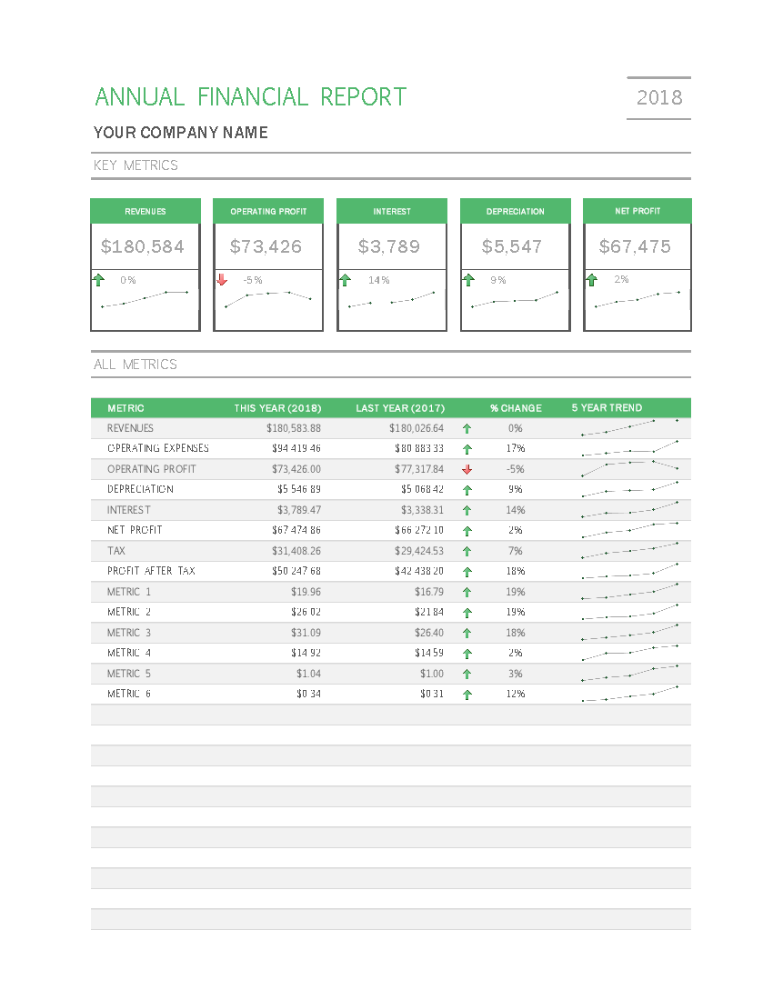Excel Template Annual Financial Report Excel Template XLSX Flevy