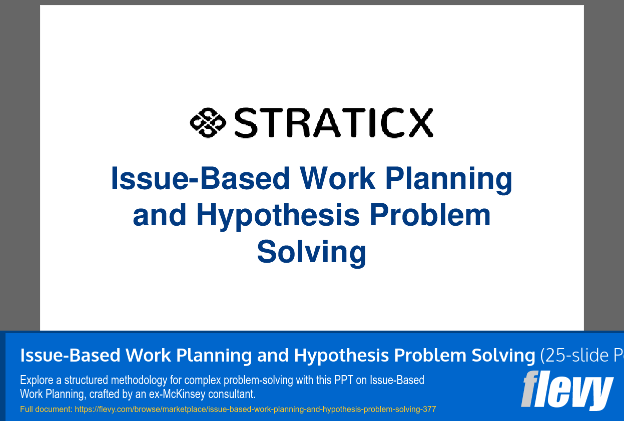 Issue-Based Work Planning and Hypothesis Problem Solving PPT