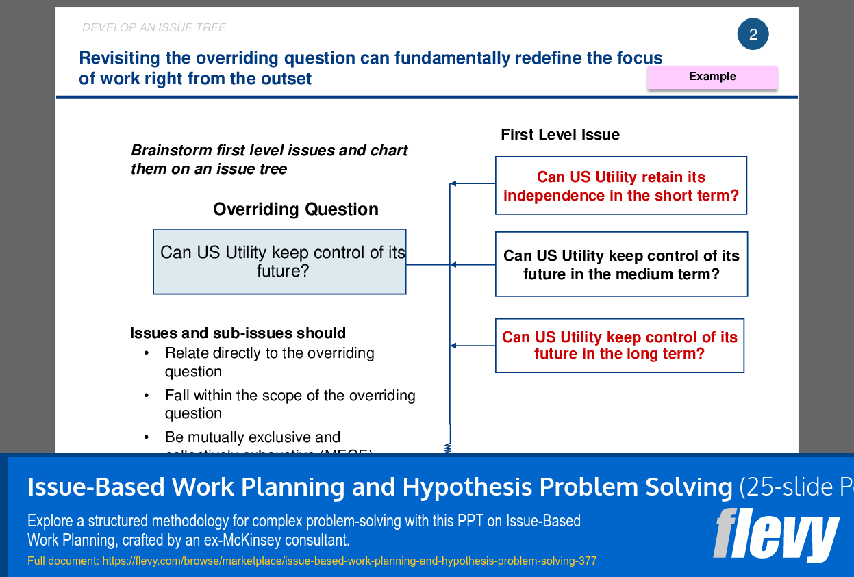 Issue-Based Work Planning and Hypothesis Problem Solving PPT