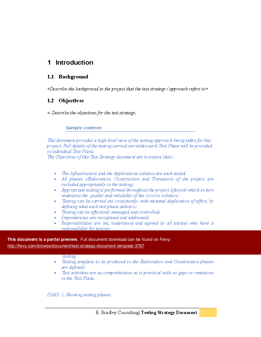 Word Template Test Strategy Document Template 52 page Word Document 