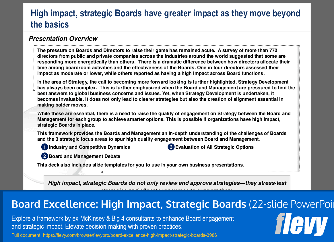 Board Excellence: High Impact, Strategic Boards PPT