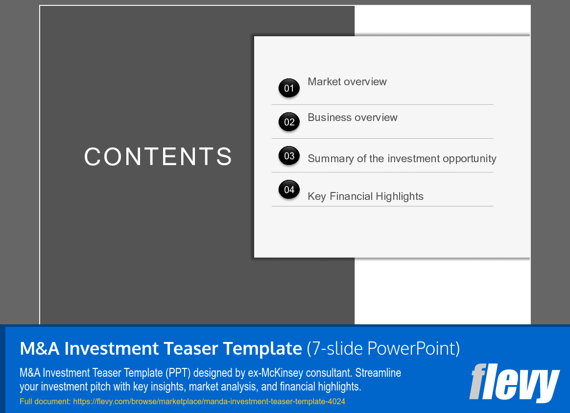 M A Investment Teaser Template PPT Slide Deck