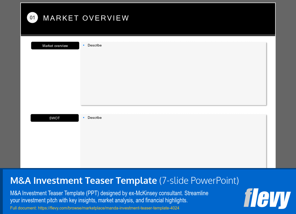 PPT M A Investment Teaser Template 7 slide PPT PowerPoint Presentation PPTX Flevy