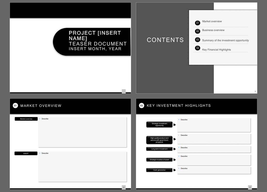 M&A Investment Teaser Template PPT