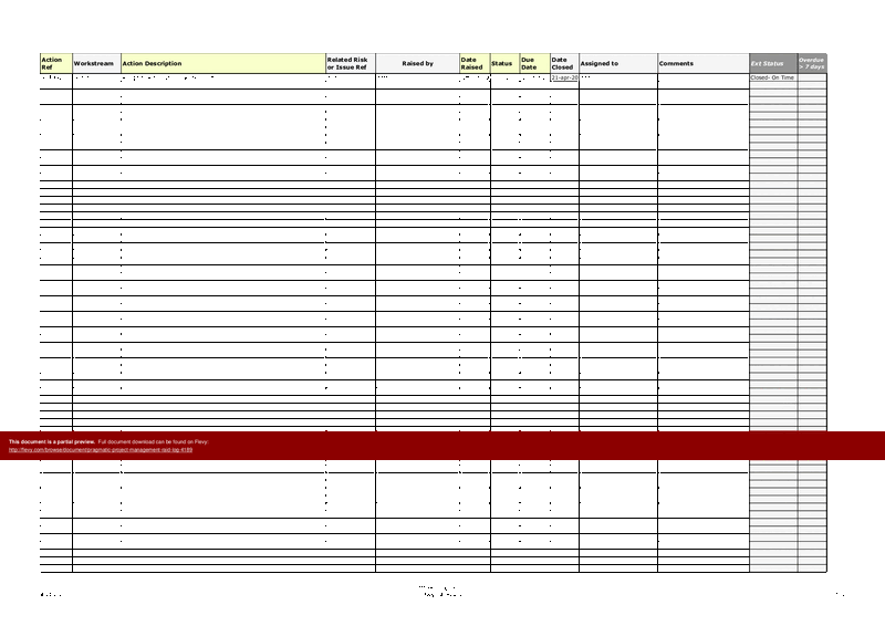Pragmatic Project Management: RAID Log Template Excel XLS