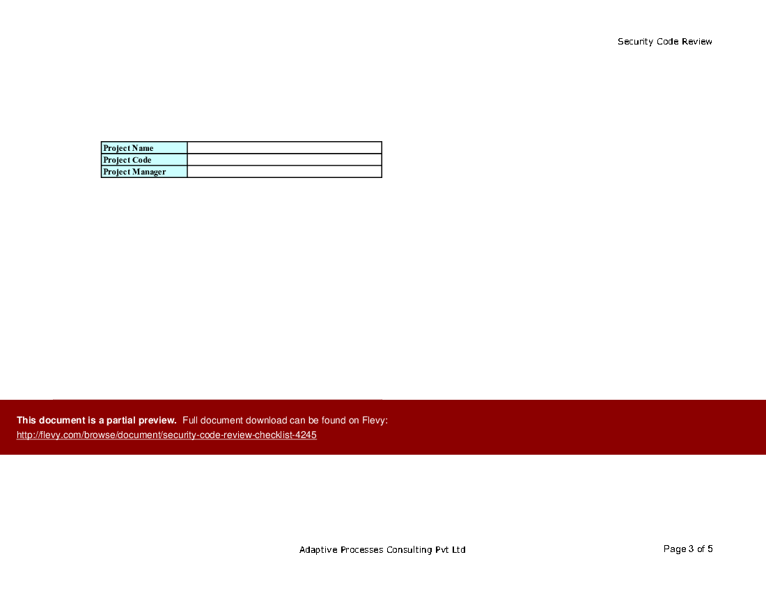 Excel Template Security Code Review Checklist Excel Template XLS 