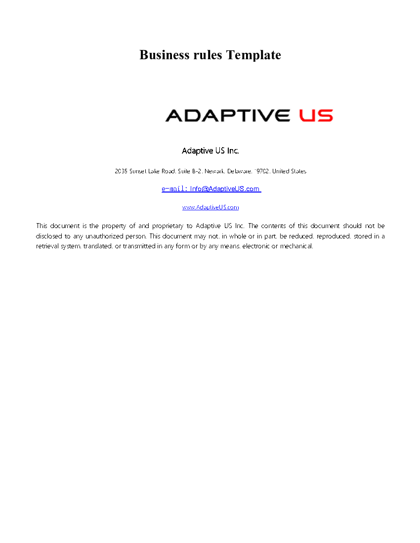 Requirements engineering- Business rules Template Excel XLS