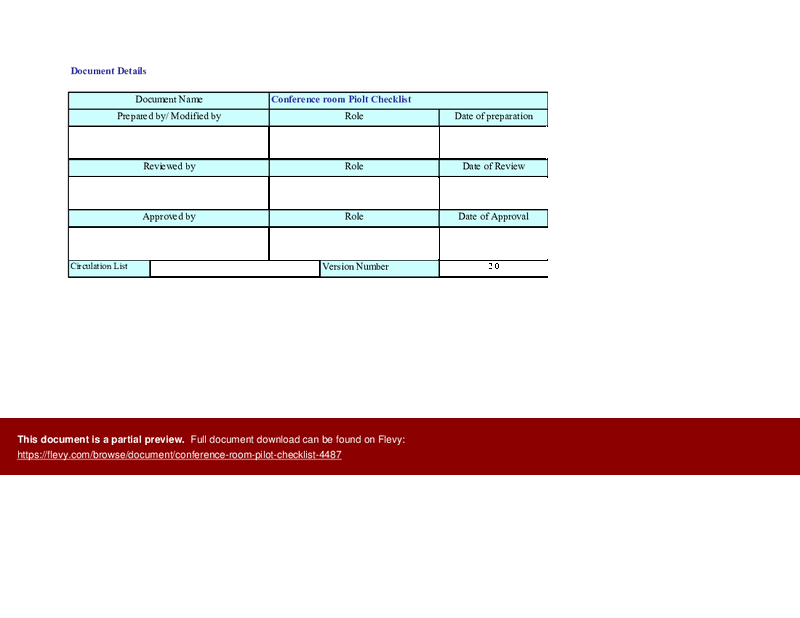 Conference Room Pilot Checklist Template Excel XLS