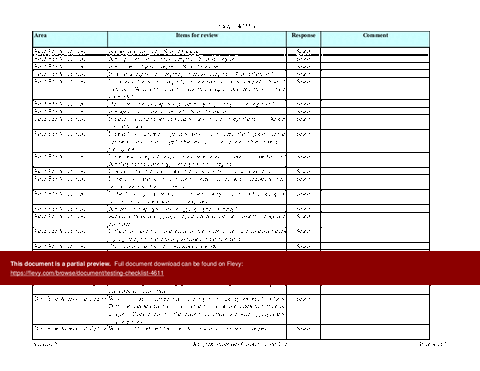 Testing Checklist Template Excel XLS
