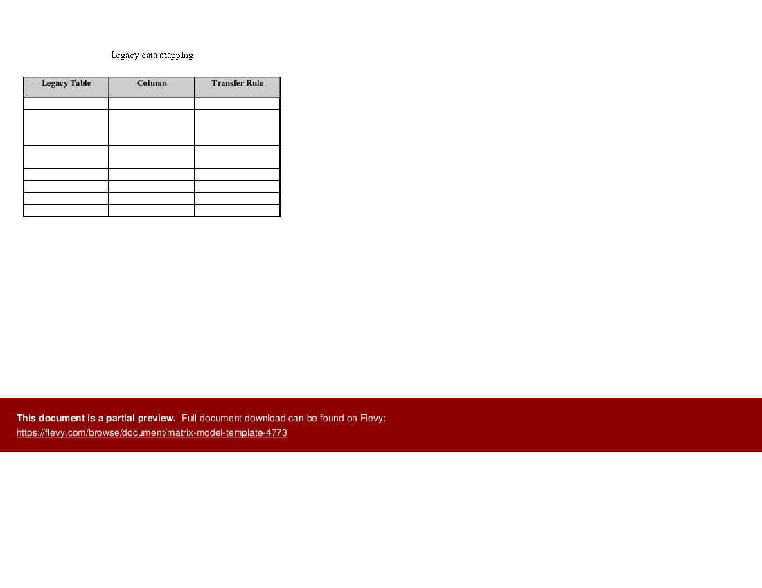 Matrix Model Template Excel XLS
