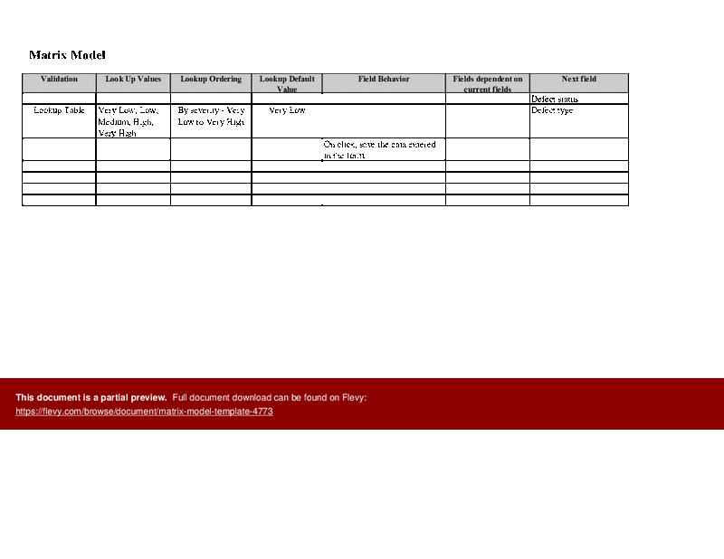 Matrix Model Template Excel XLS