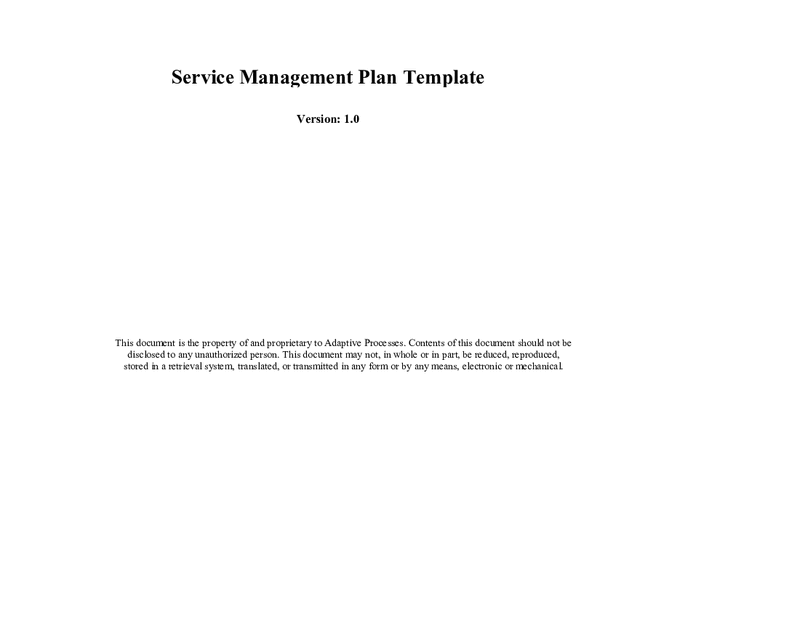 Service Management Plan Template Excel XLS