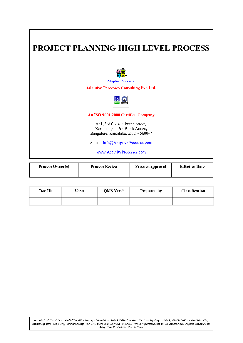 Word Template High Level Project Management Process 7 page Word