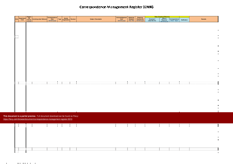 Correspondence Management Register Template Excel XLS