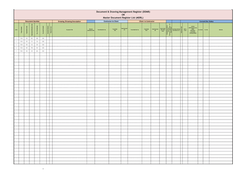 Documents & Drawings Management Register (DDMR) Template Excel XLS