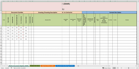 Documents & Drawings Management Register (DDMR) Template Excel XLS