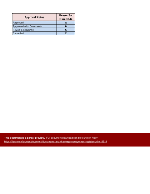 Documents & Drawings Management Register (DDMR) Template Excel XLS