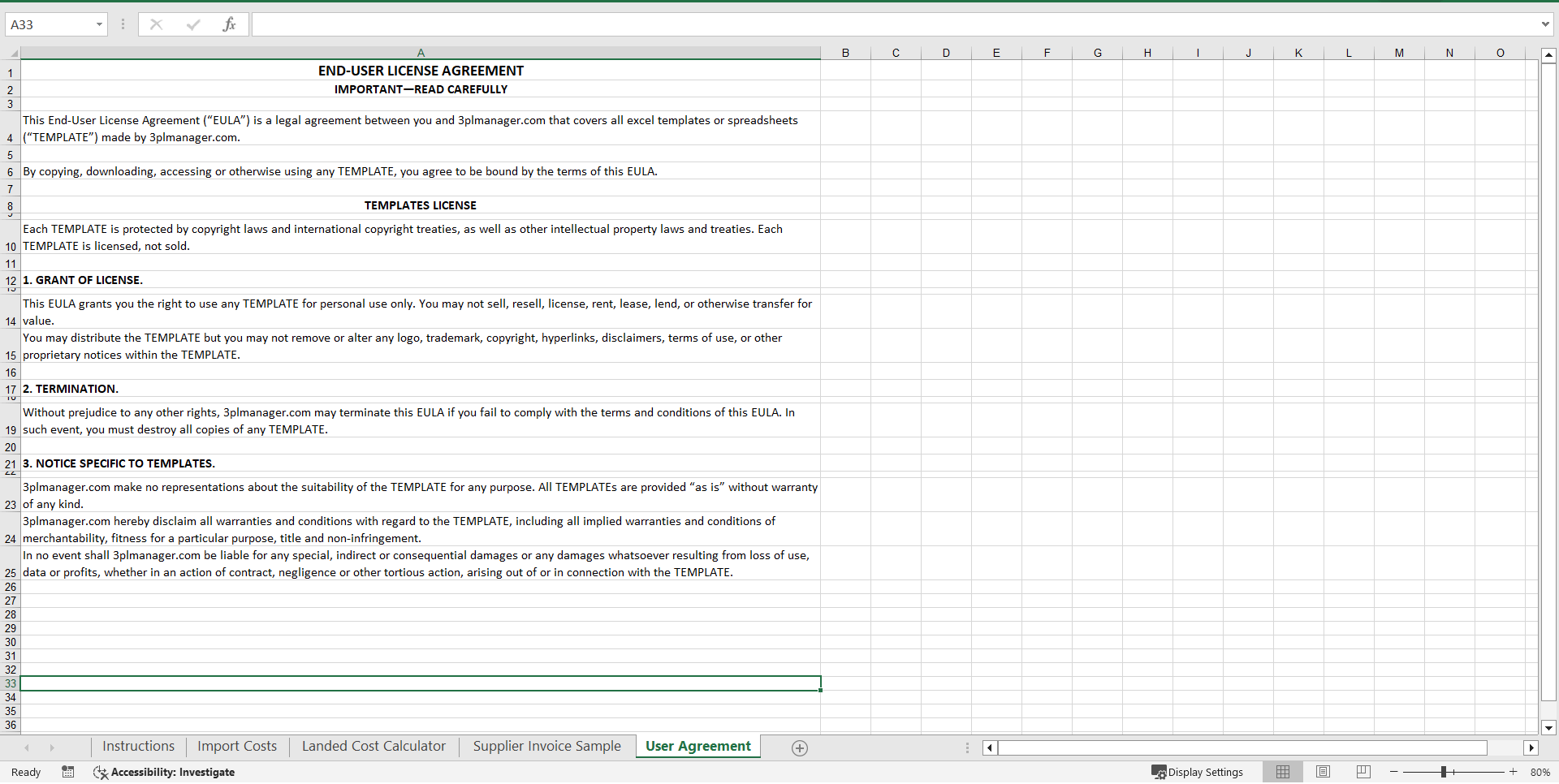 Excel Template Landed Cost Calculator For USA Imports Excel Template