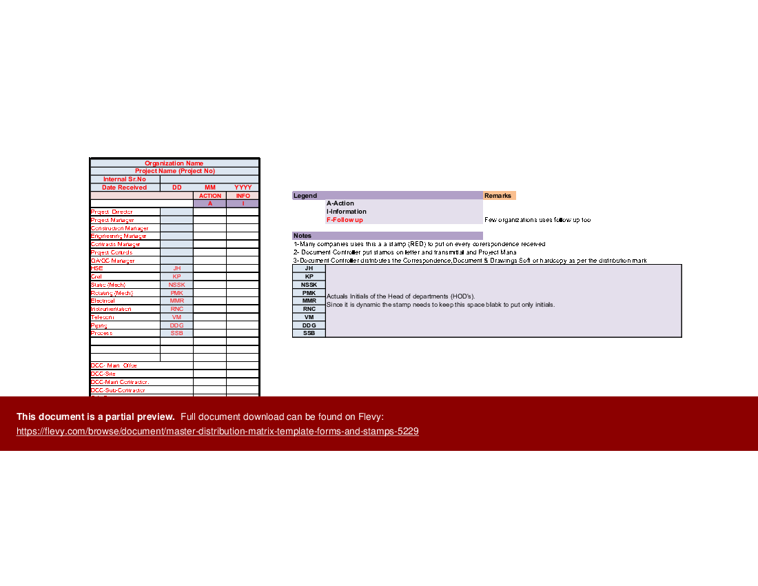 Excel Template Master Distribution Matrix Template Forms Stamps 