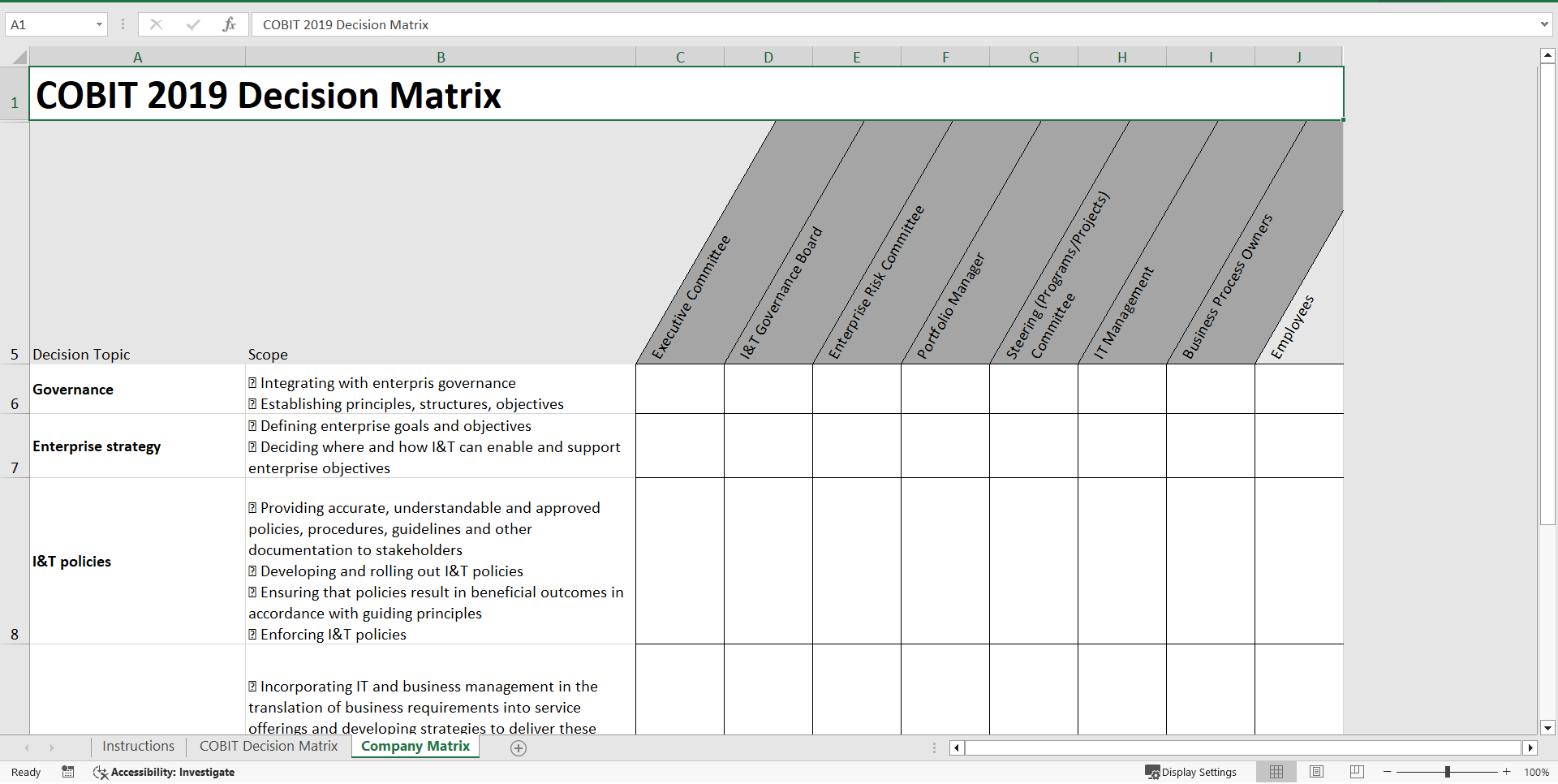 Stunning Cobit 5 Raci Chart Excel Per Diem Request Form Template