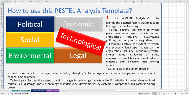 PESTEL/PESTLE Analysis Template and Report Excel XLS