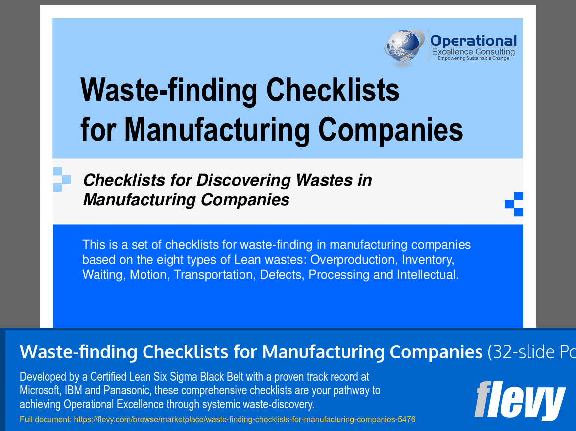 Waste-finding Checklists for Manufacturing Companies PPT