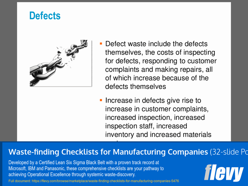 Waste-finding Checklists for Manufacturing Companies PPT