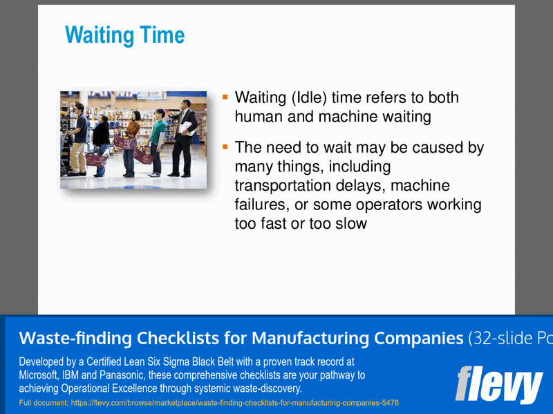 Waste-finding Checklists for Manufacturing Companies PPT