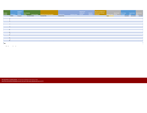 MS Excel RAID Log for Risks, Issues, Dependencies & CRs Template Excel XLS