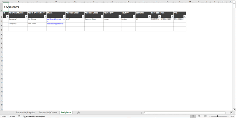 Document Transmittals Using Excel Template Excel XLS