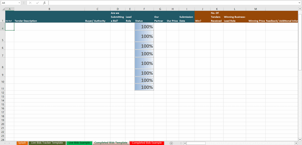 Bid and Tender Tracker Template Excel XLS